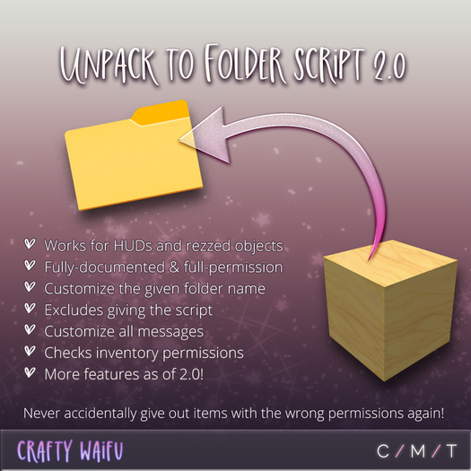 Second Life Marketplace - Unpack to Folder Script (with permission checking) v2.1